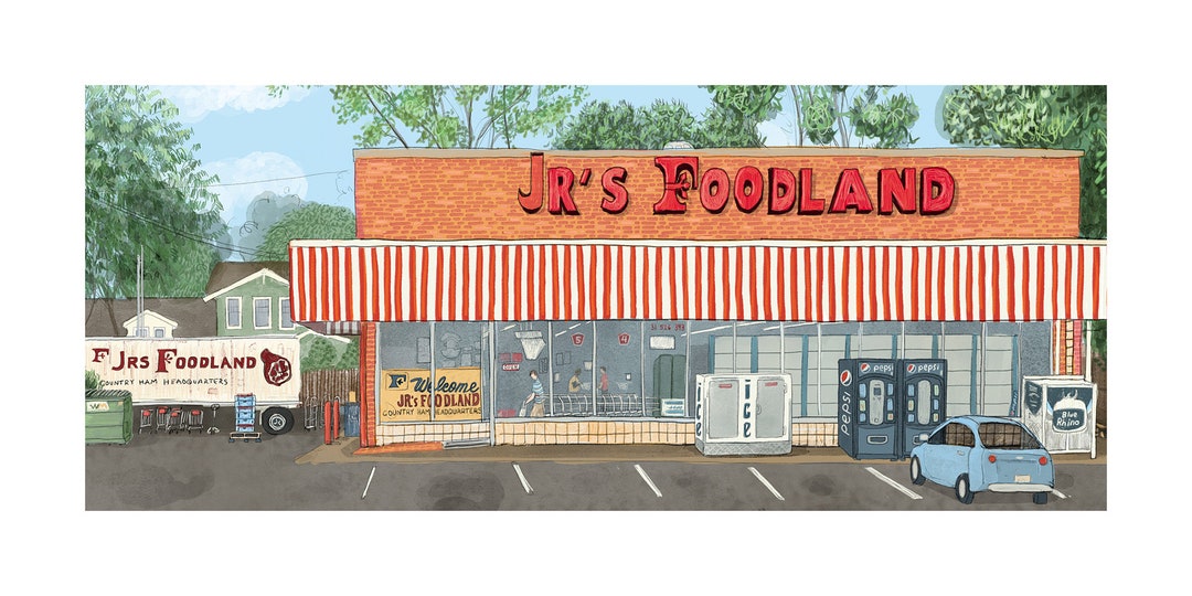 Jr's Foodland Vintage Grocery Store Wall Art Print Historic ...