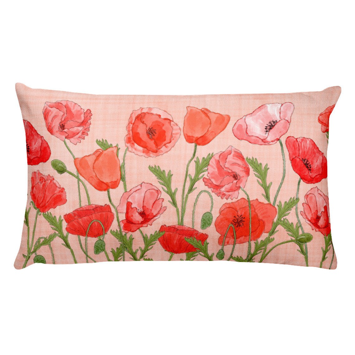 Colorful Poppies All-over Print Premium Decorative Throw Pillow Case W ...