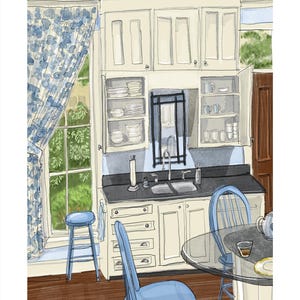 Blue Kitchen Wall Art Print - Etsy