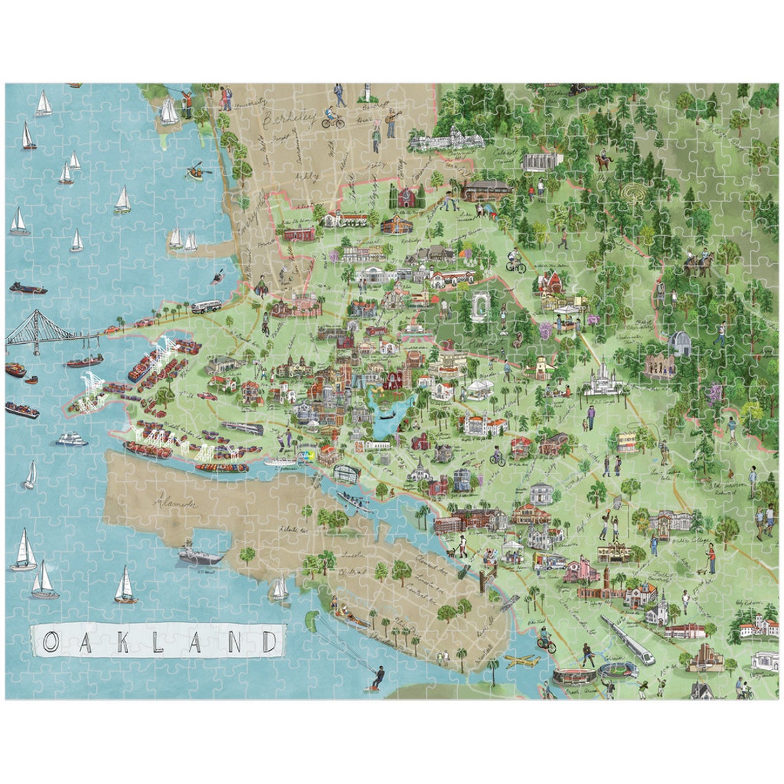 Oakland Illustrated Map Puzzle, 16x20 Inch Premium Puzzles - Etsy