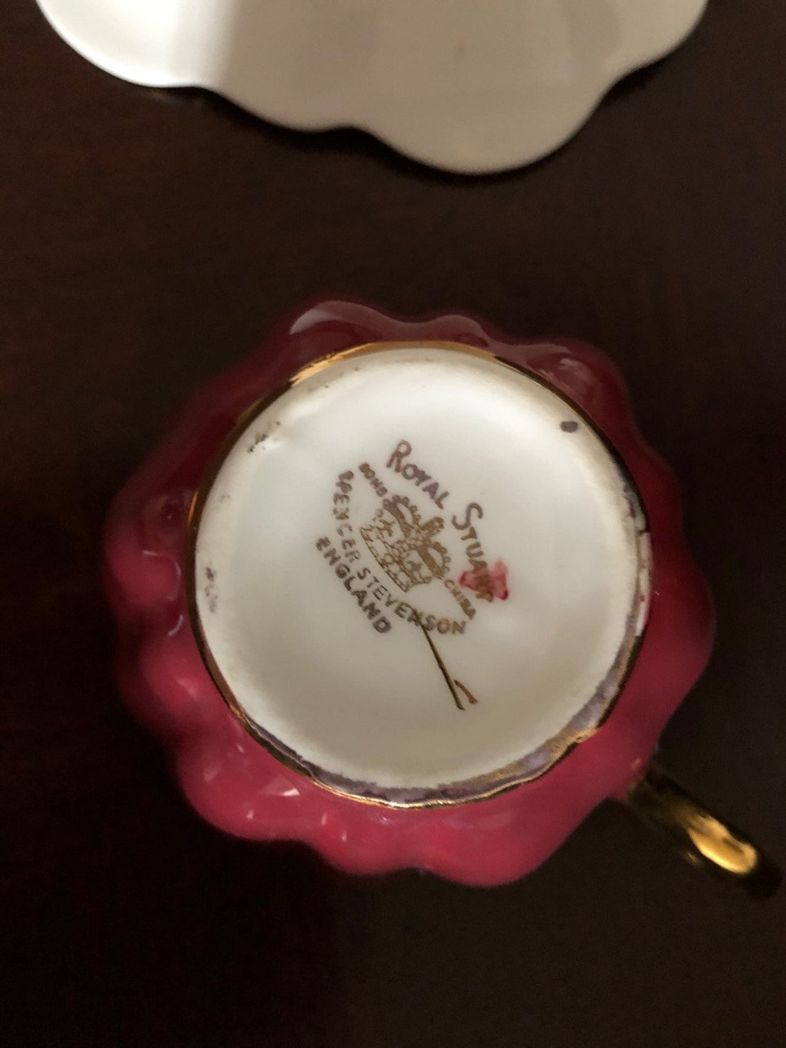 Vintage Royal Stuart Cup and Saucer Red Burgundy Teacup Bridal | Etsy