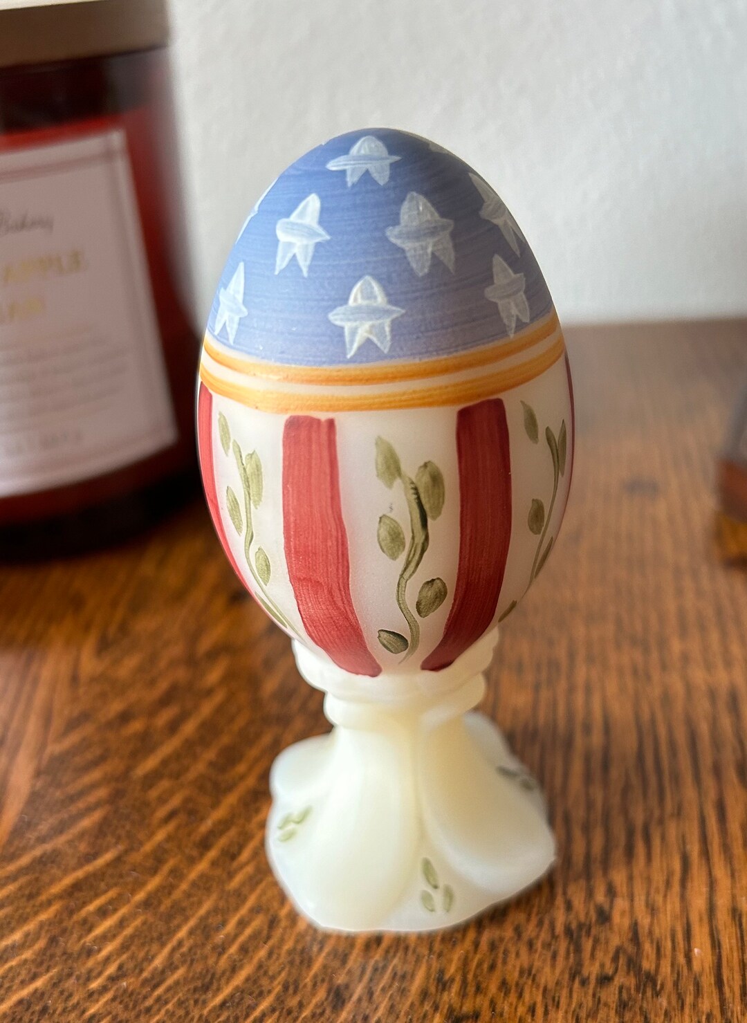 Fenton Red White and Blue Egg Stars and Stripes Egg Signed by Artist - Etsy