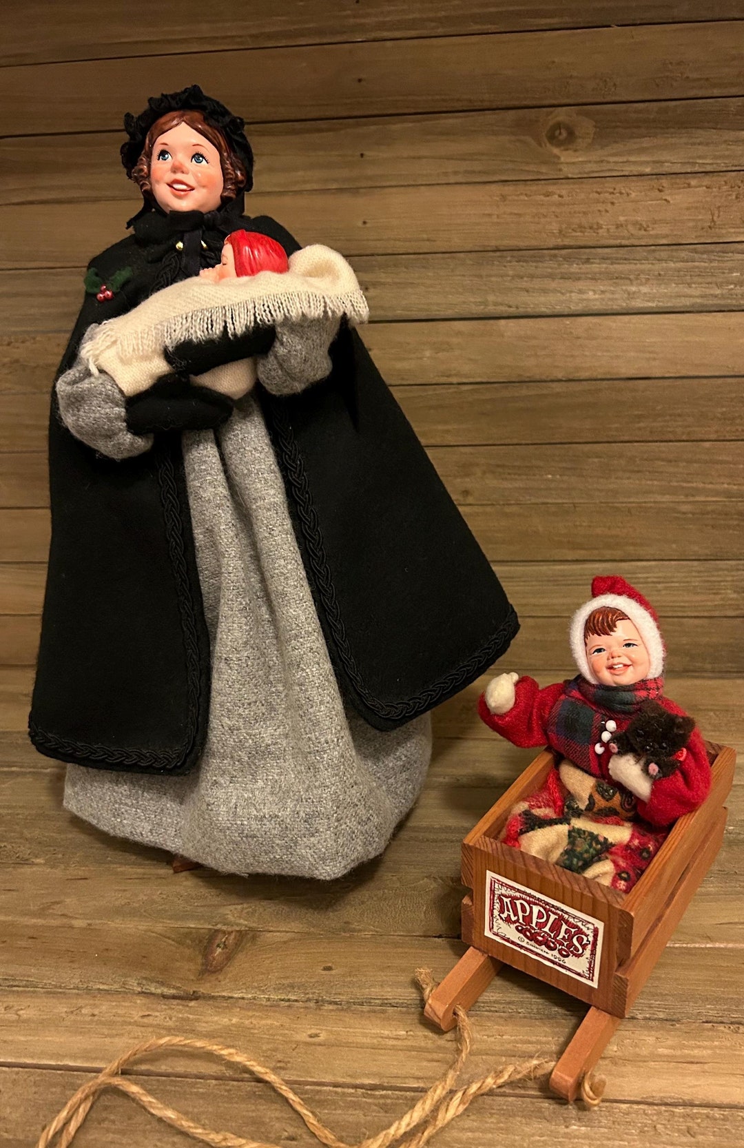 Simpich Character Dolls Nanny and Sled Baby Simpich Caroler Doll ...