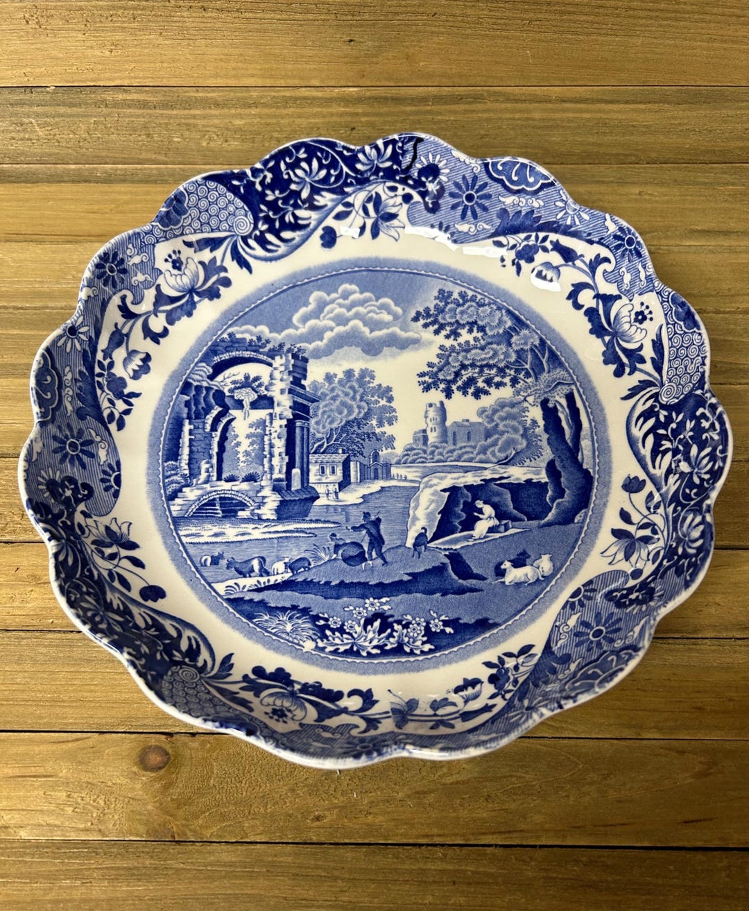 Spode Blue Italian Scalloped Bowl 8.5 Pasta Bowl Fluted Serving Bowl - Etsy