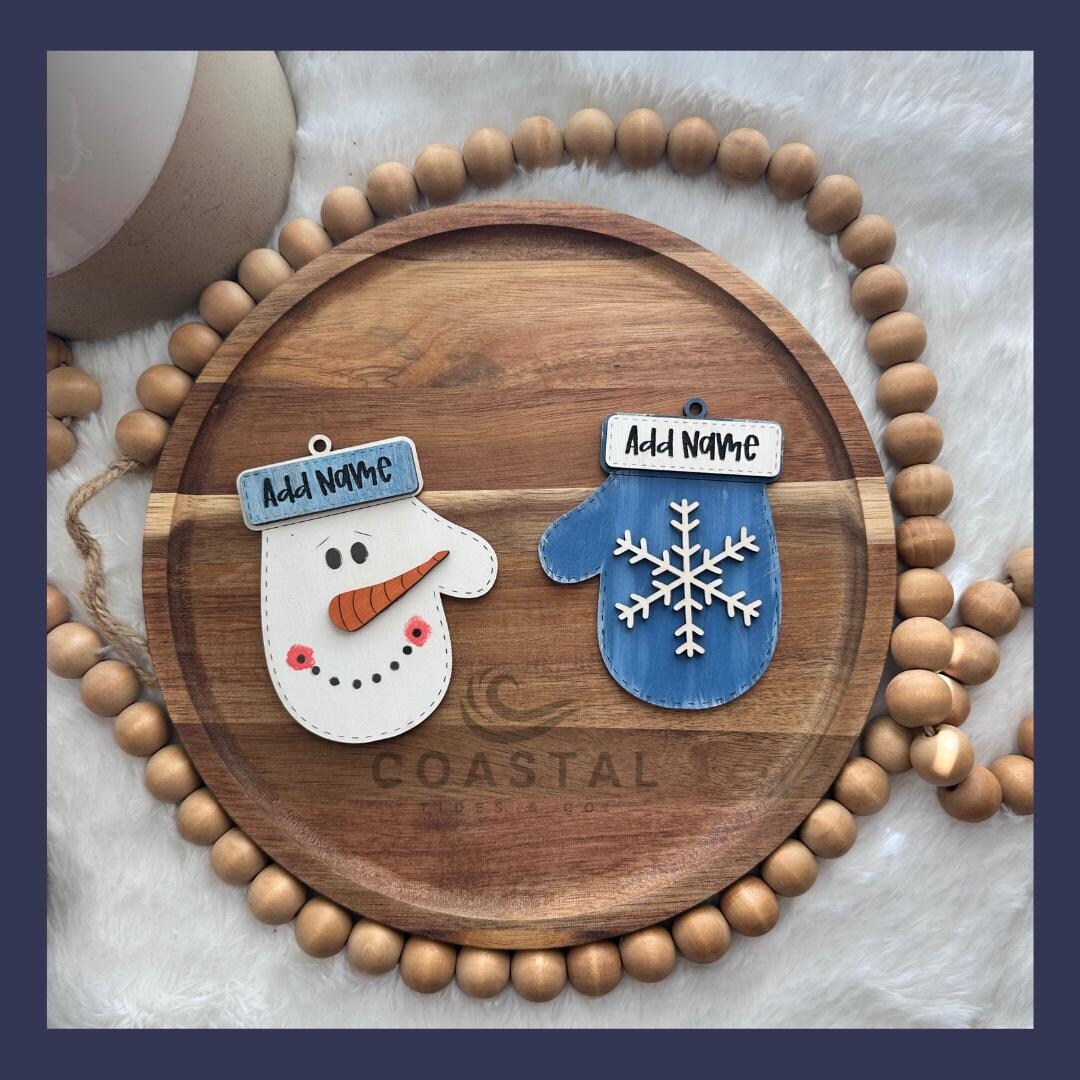 Wood Winter Mitten Personalized Ornament | Mitten Gift Tag | Christmas ...