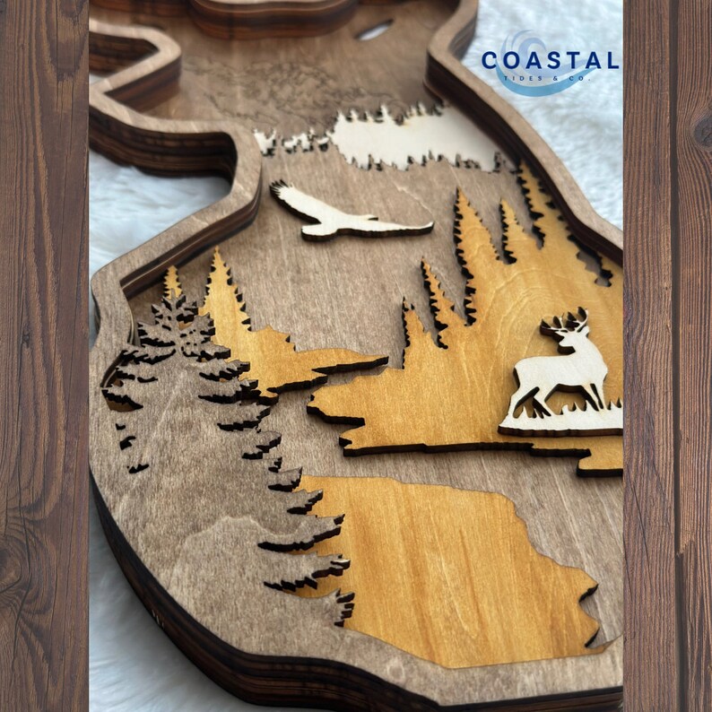 3D Layered Deer Head | Basswood Mandala, Laser Cut Decor - Etsy