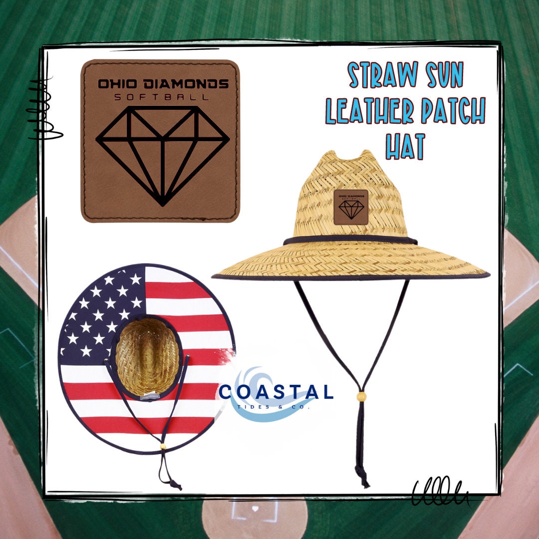 Ohio Diamonds Merch Line Straw Sun Hat Leather Patch Sun Hat Everyday ...