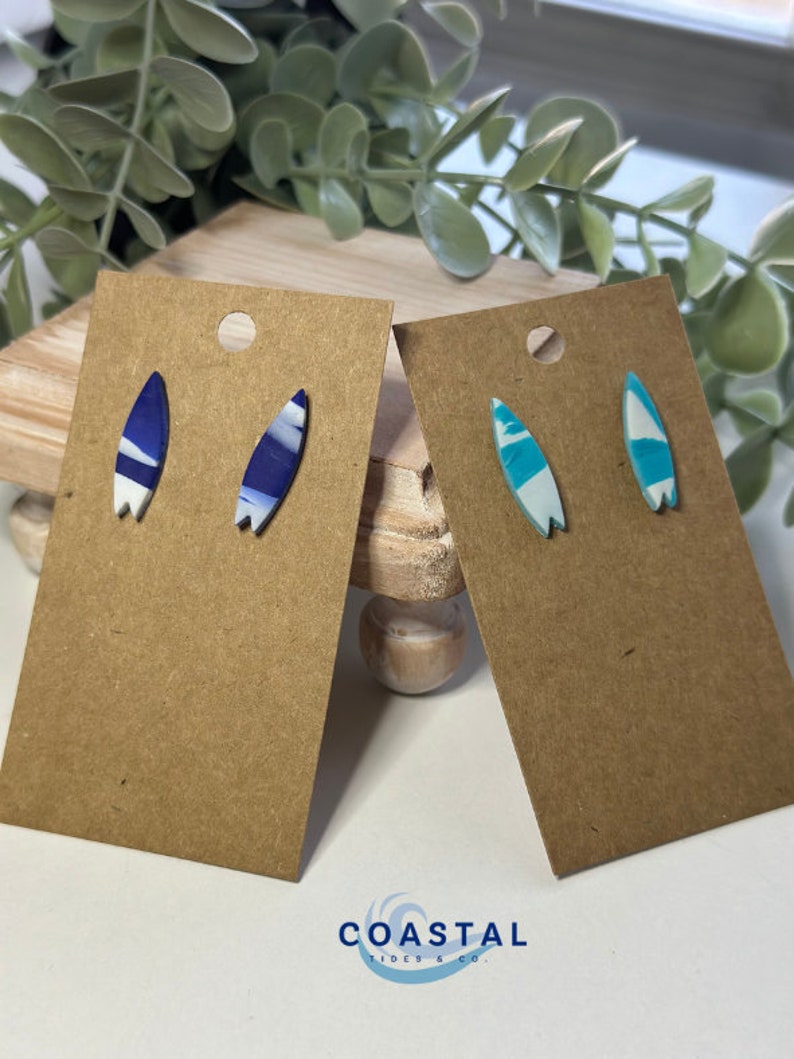 Handmade Polymer Clay Surfboard Studs | Lightweight Beach Earrings - Etsy