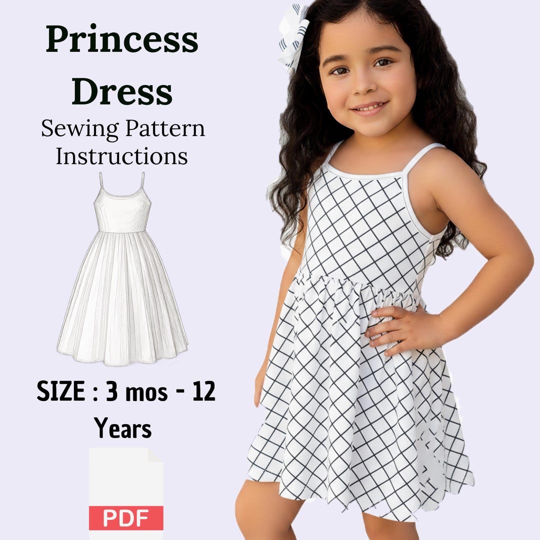 Princess Dress Sewing Pattern: Girls Vintage Tea-length (PDF Pattern ...
