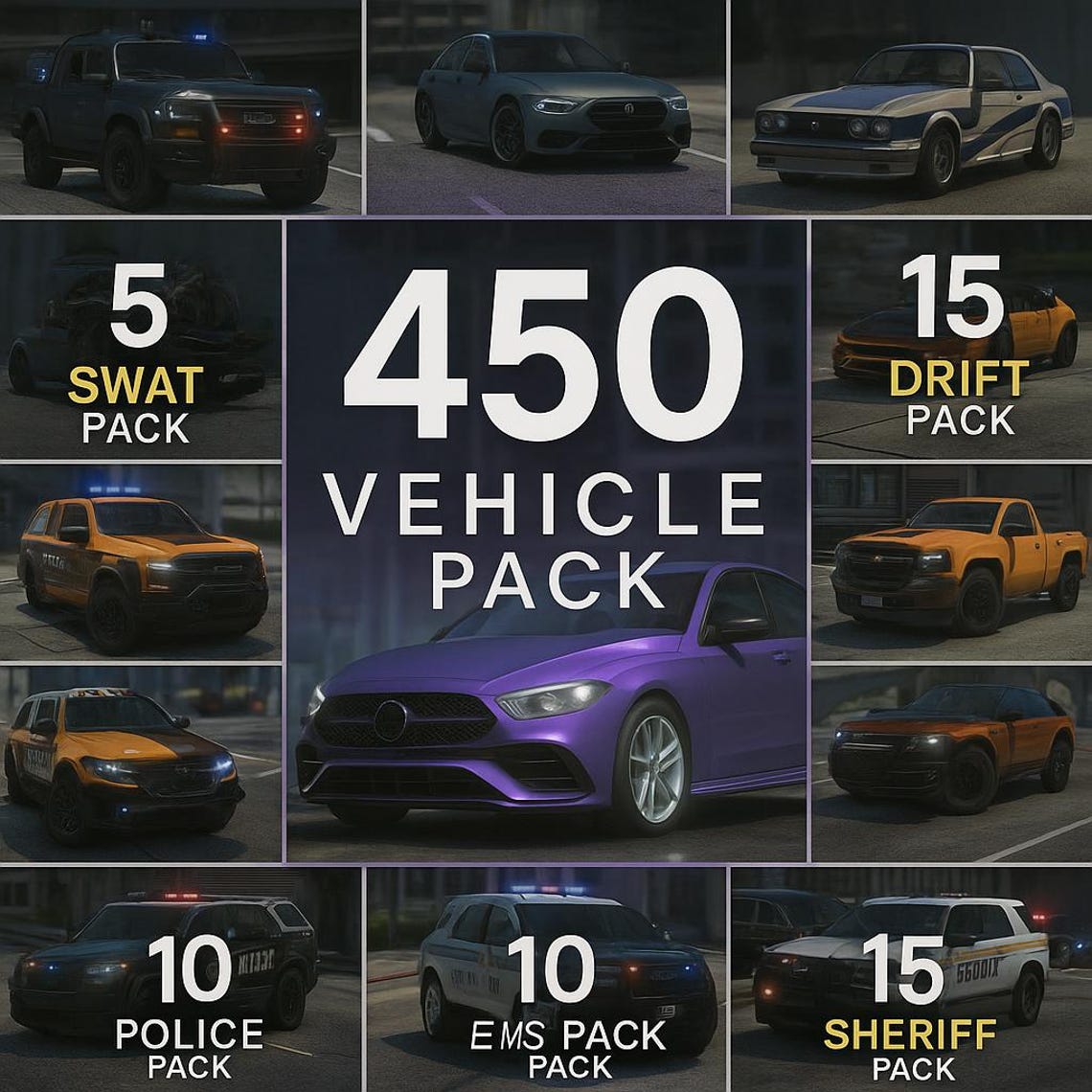 FIVEM 450+ Debadged Car Pack | Fivem Cars | Fivem Vehicles | Fivem ...