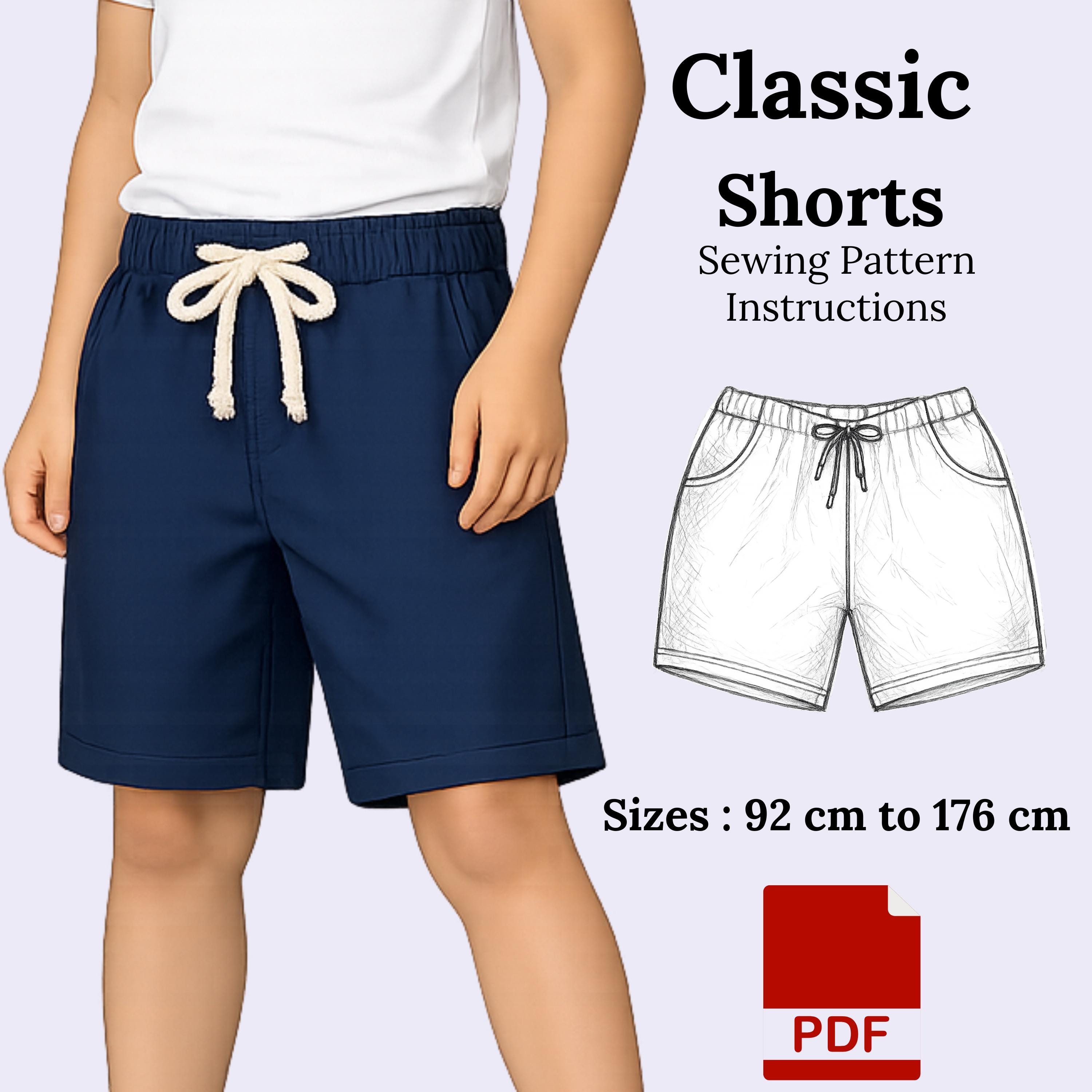 Kids Classic Shorts Sewing Pattern | Beginner Friendly, Sizes 92-176 ...