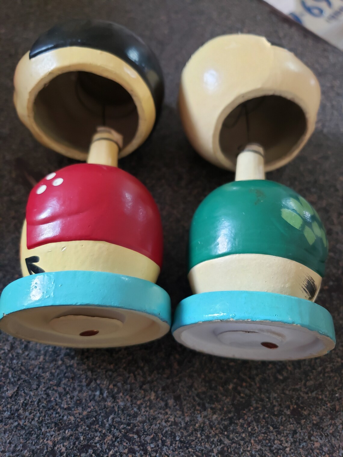 Vintage Pair Chalkware Japanese Bobble Heads / Boy Girl Magnetic Lips ...
