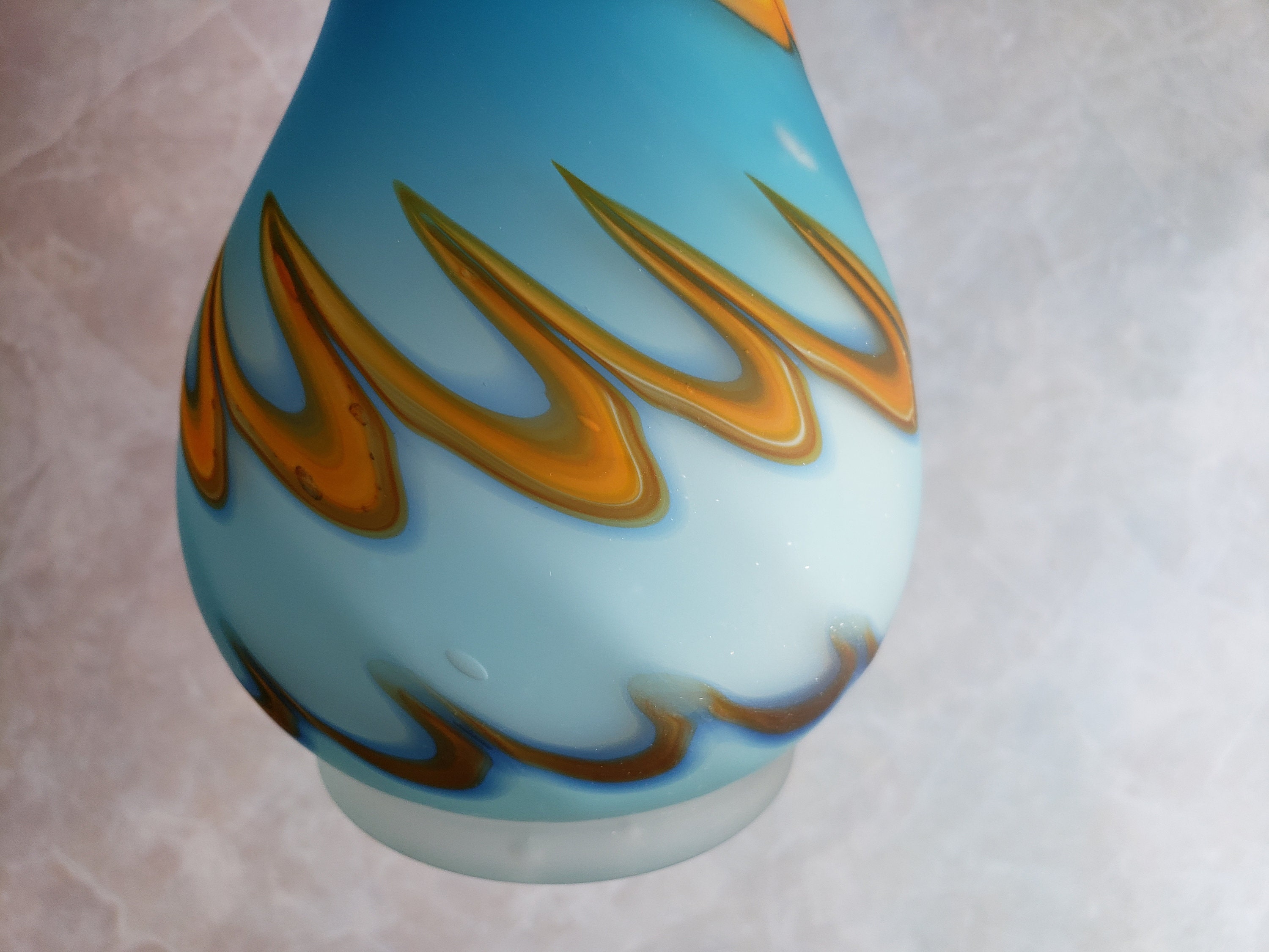 Essie Zareh Baijan Glass Art Vase Ruffled Top Multi Blue | Etsy