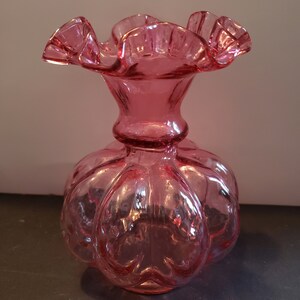 Cranberry Ribbed Vase, Ruffle Top, Nice Mother's Day Gift - Etsy