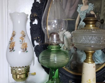 Antique Adams and Co. Ca 1870s - 1000 Eye Uranium Glass Oil Lamp ...