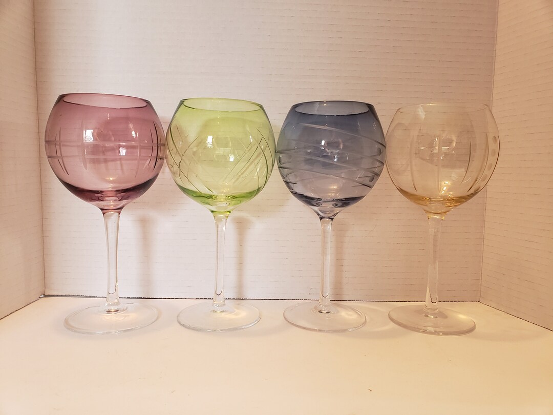 MIKASA Cheers Colored Balloon Wine Glasses, Large Goblets, Wine Water ...