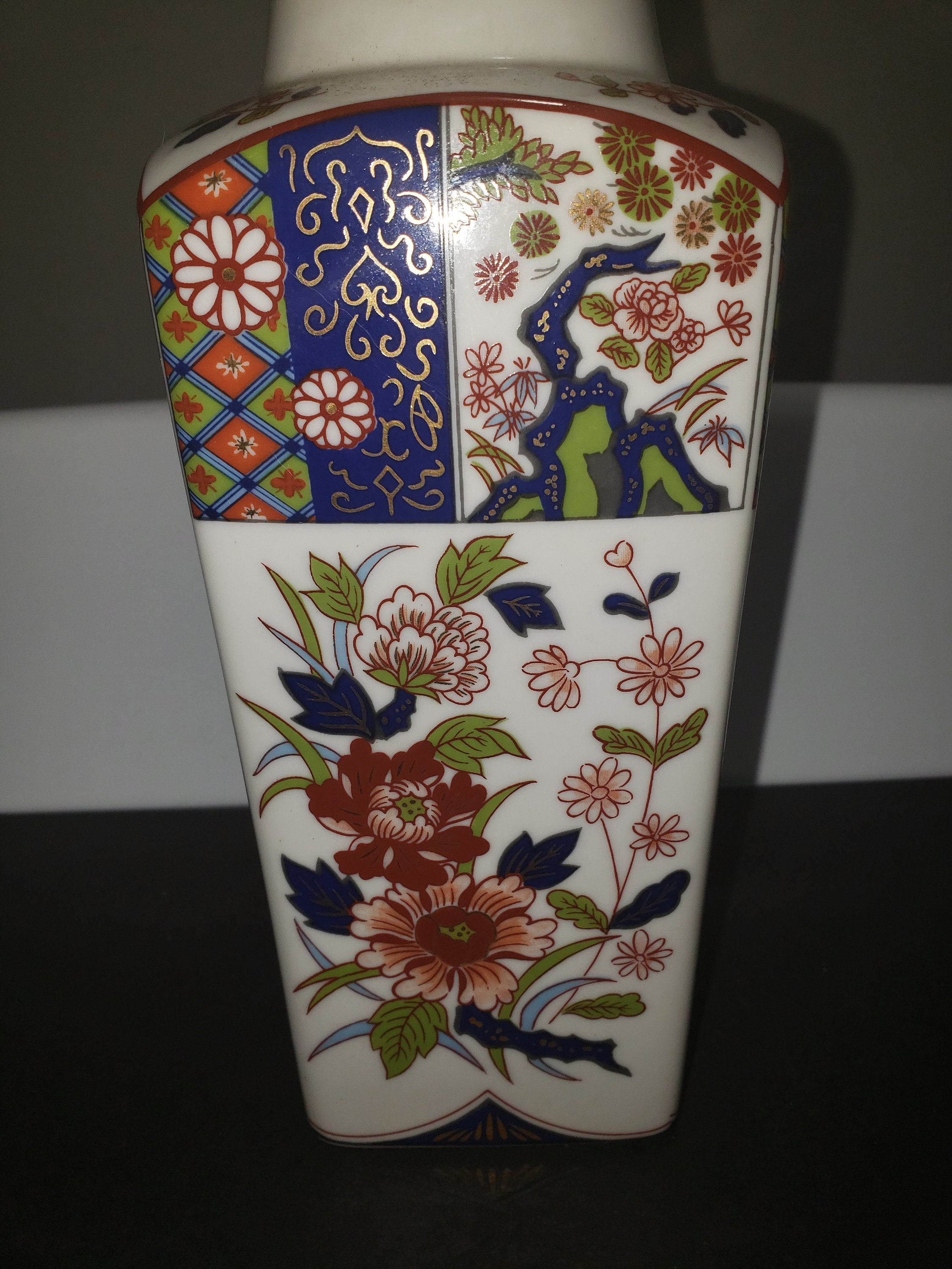 Vintage Imari Japanese Porcelain Vase Cobalt Red Green Imari - Etsy
