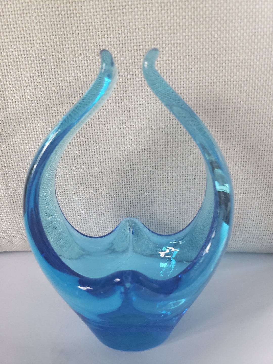 Altaglass Blue Art Glass, Mini Basket, Cabinet Art Glass Décor, Pulled ...