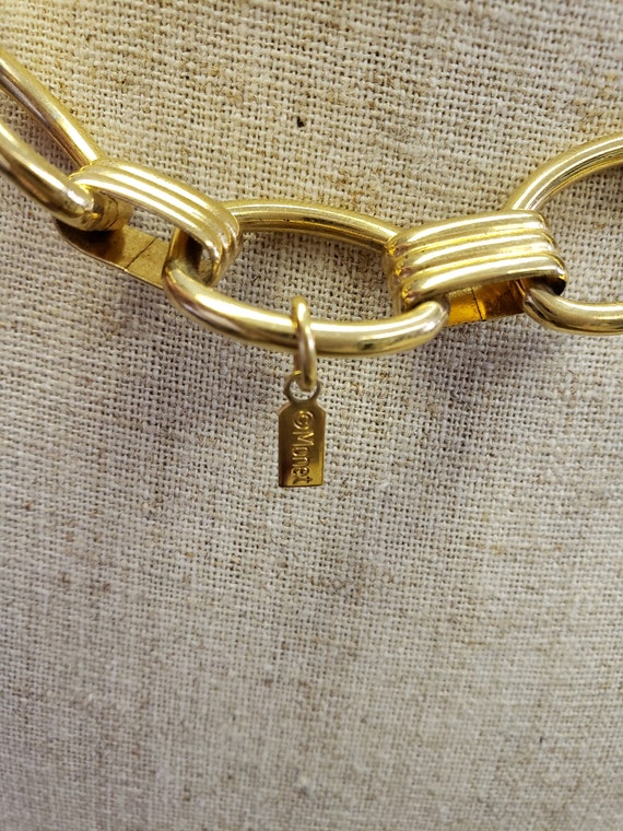MONET Interlocking Link Design Enamel Beige Gold Neck… - Gem