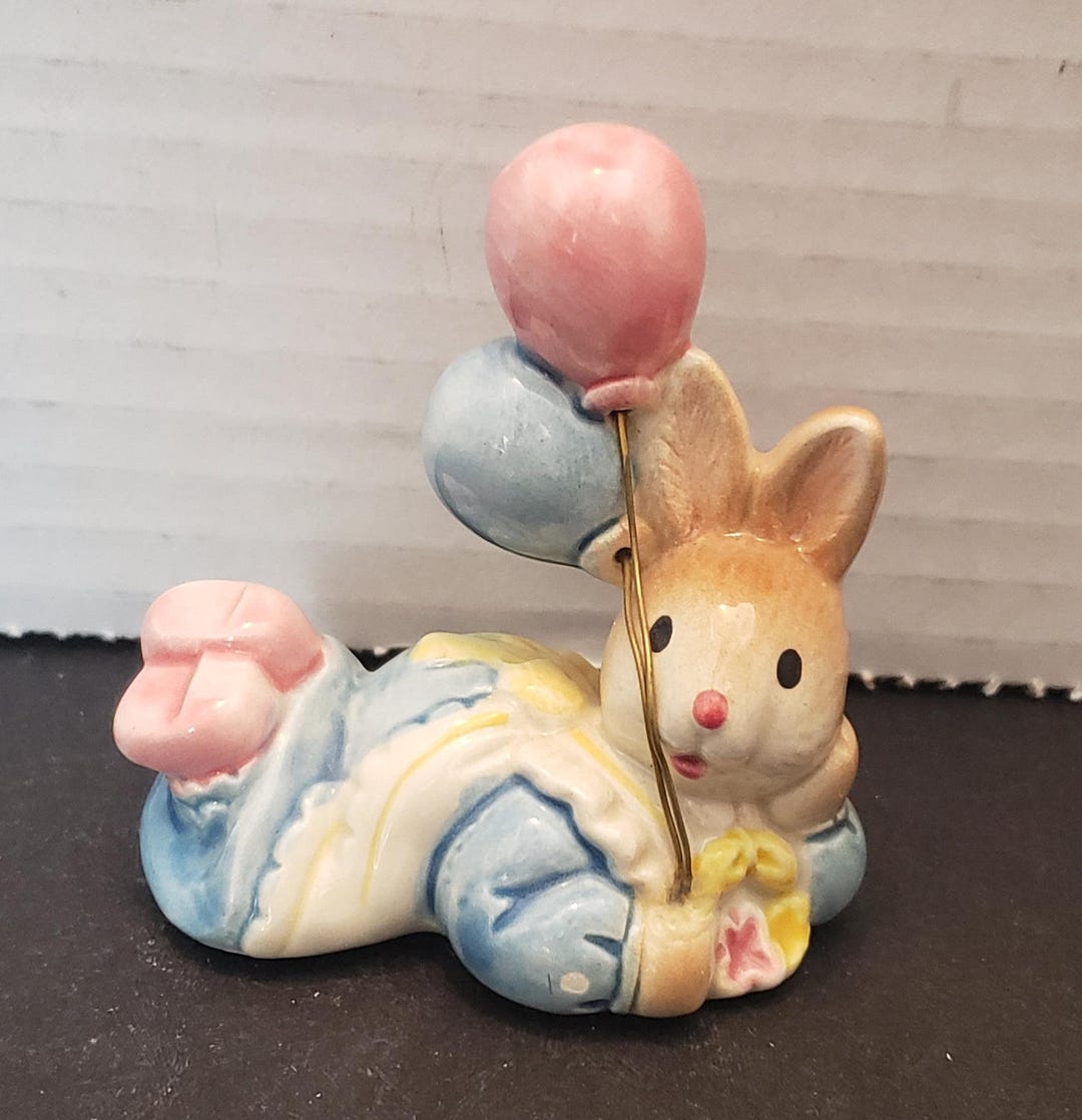 Vintage Lefton Bunny Rabbit With Balloons Figurine - Etsy
