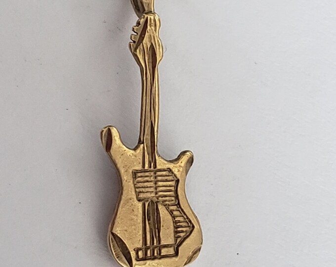 10K GOLD Vintage GUITAR Charm / for Necklace or Bracelet, Charm ...