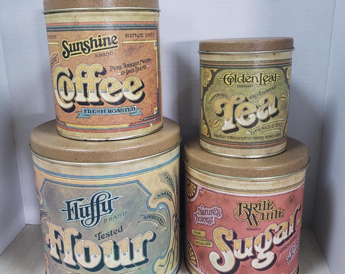 Ballonoff Canister Set, Complete Set of 4 Tin Nesting Canisters, Flour ...