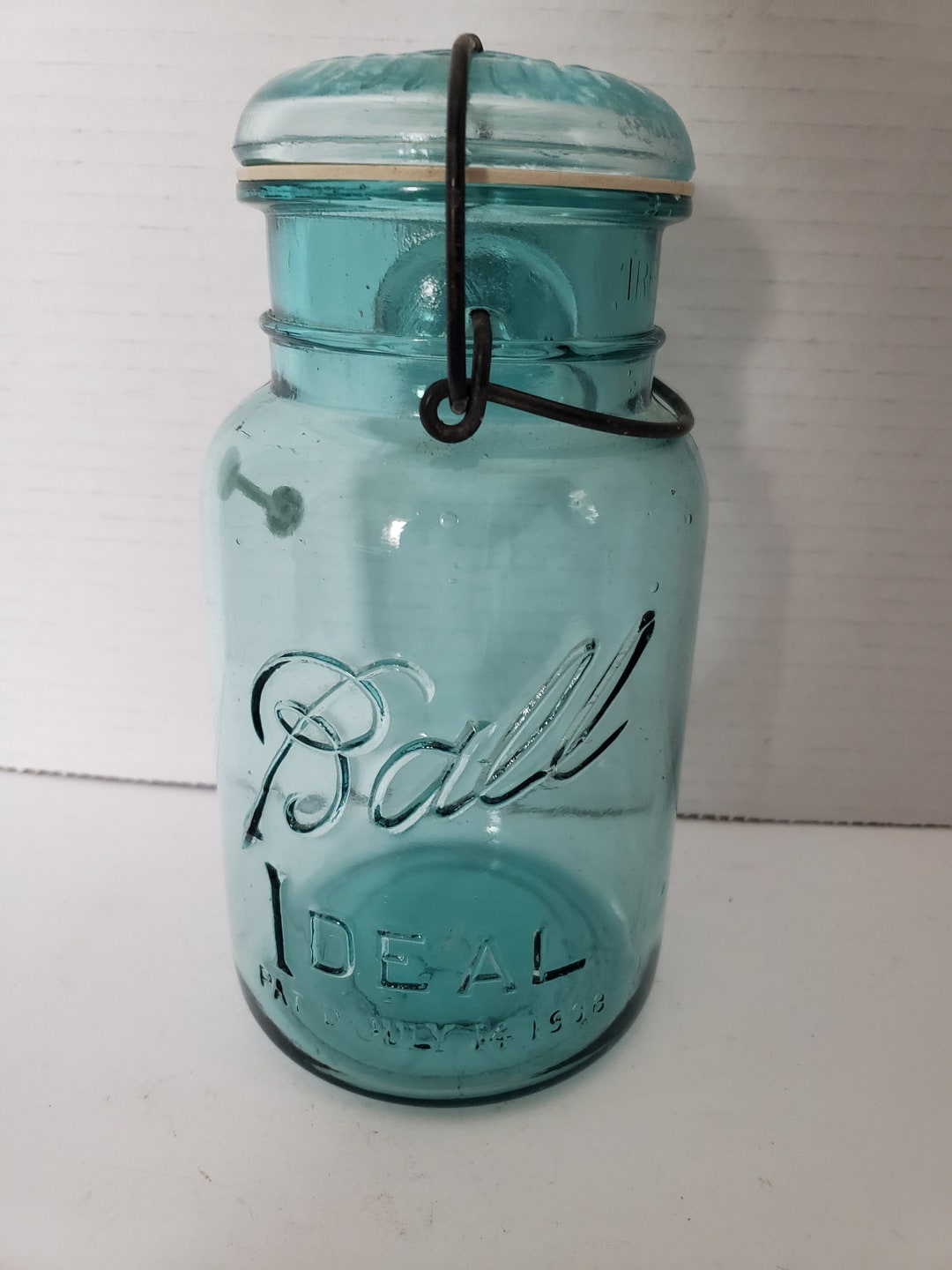 Blue BALL Ideal Mason Canning Jar, Pat.d July 14, 1903, Bail Top, Glass ...