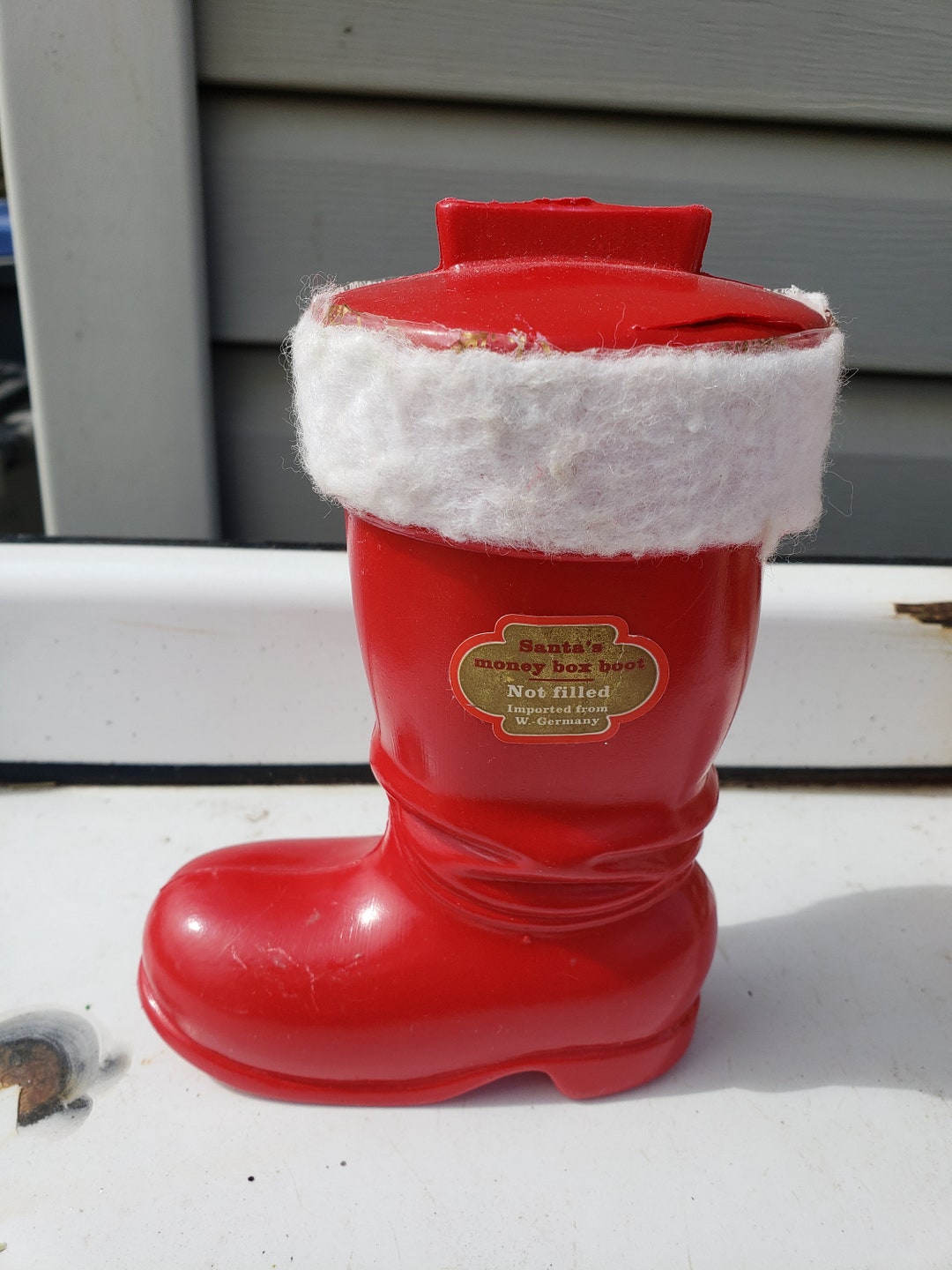 Santa's Money Box Boot, Vintage Boot Plastic Piggy Bank, Made in ...