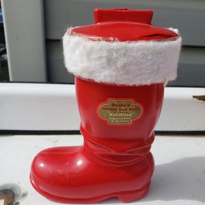 Santa's Money Box Boot, Vintage Boot Plastic Piggy Bank, Made in ...