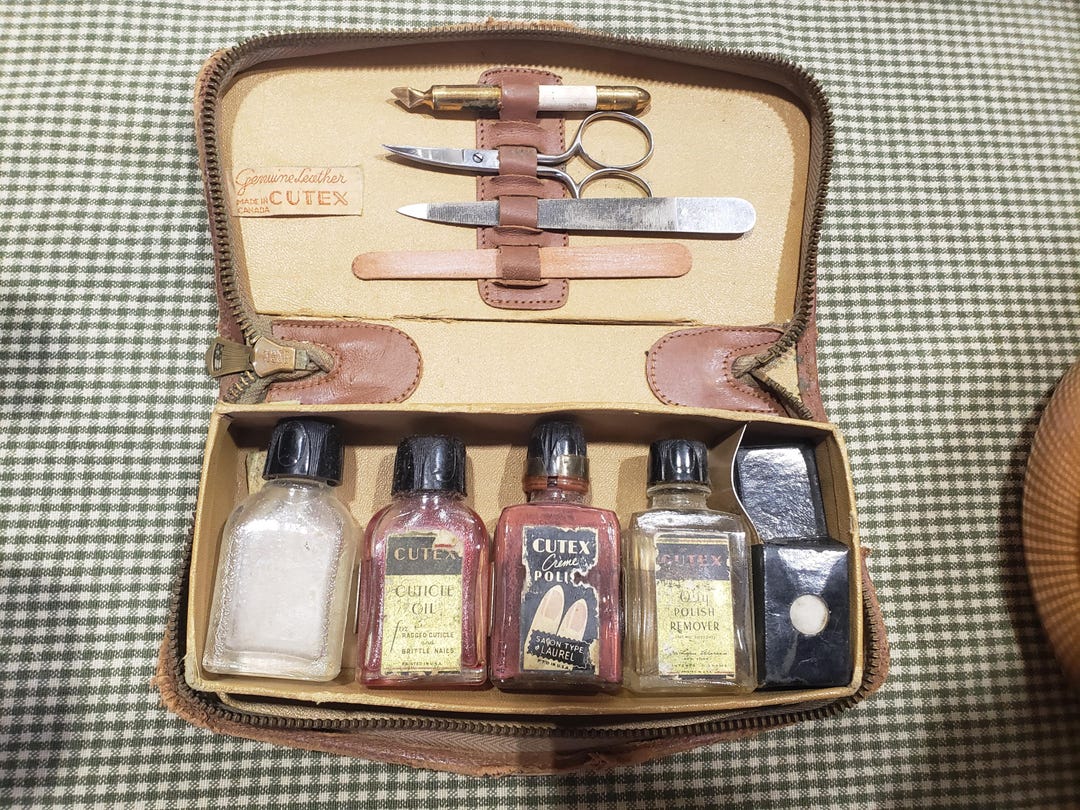 Vintage Cutex Travel Kit, Genuine Leather Case, Nail Cuticle Toiletry ...