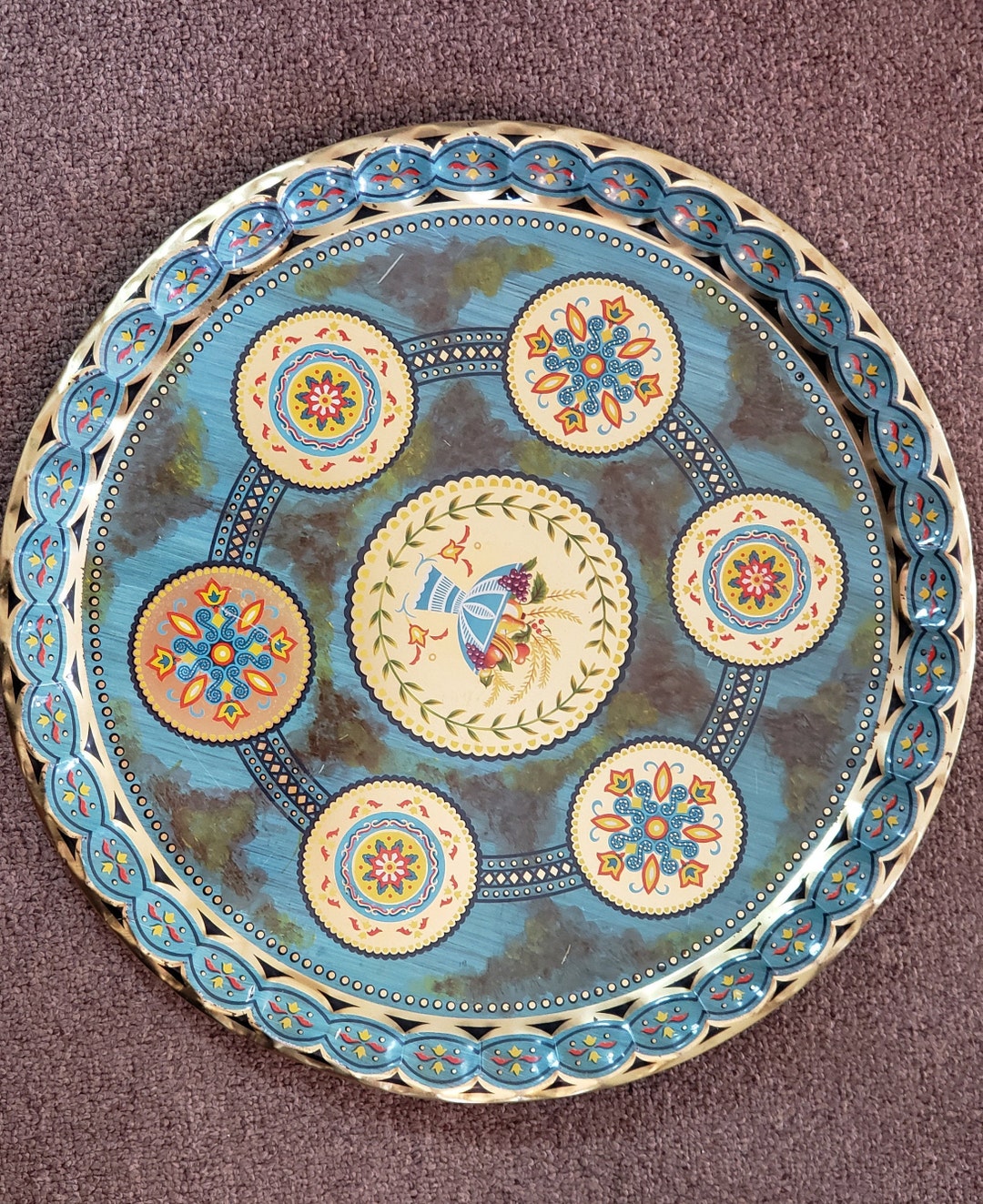 Baret Ware Large Turquoise Ambrosia Serving Tray / Alcohol Resistant ...