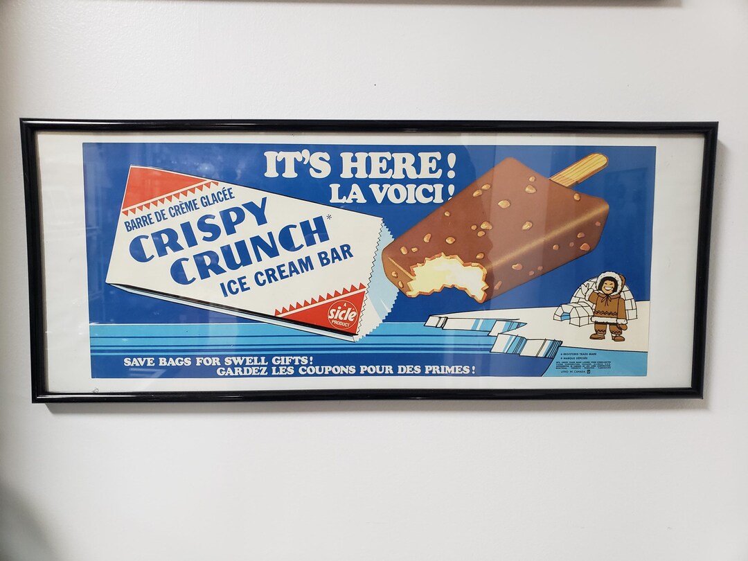 Advertising Store Retail Sign, Crispy Crunch Ice Cream Bar, Vintage ...