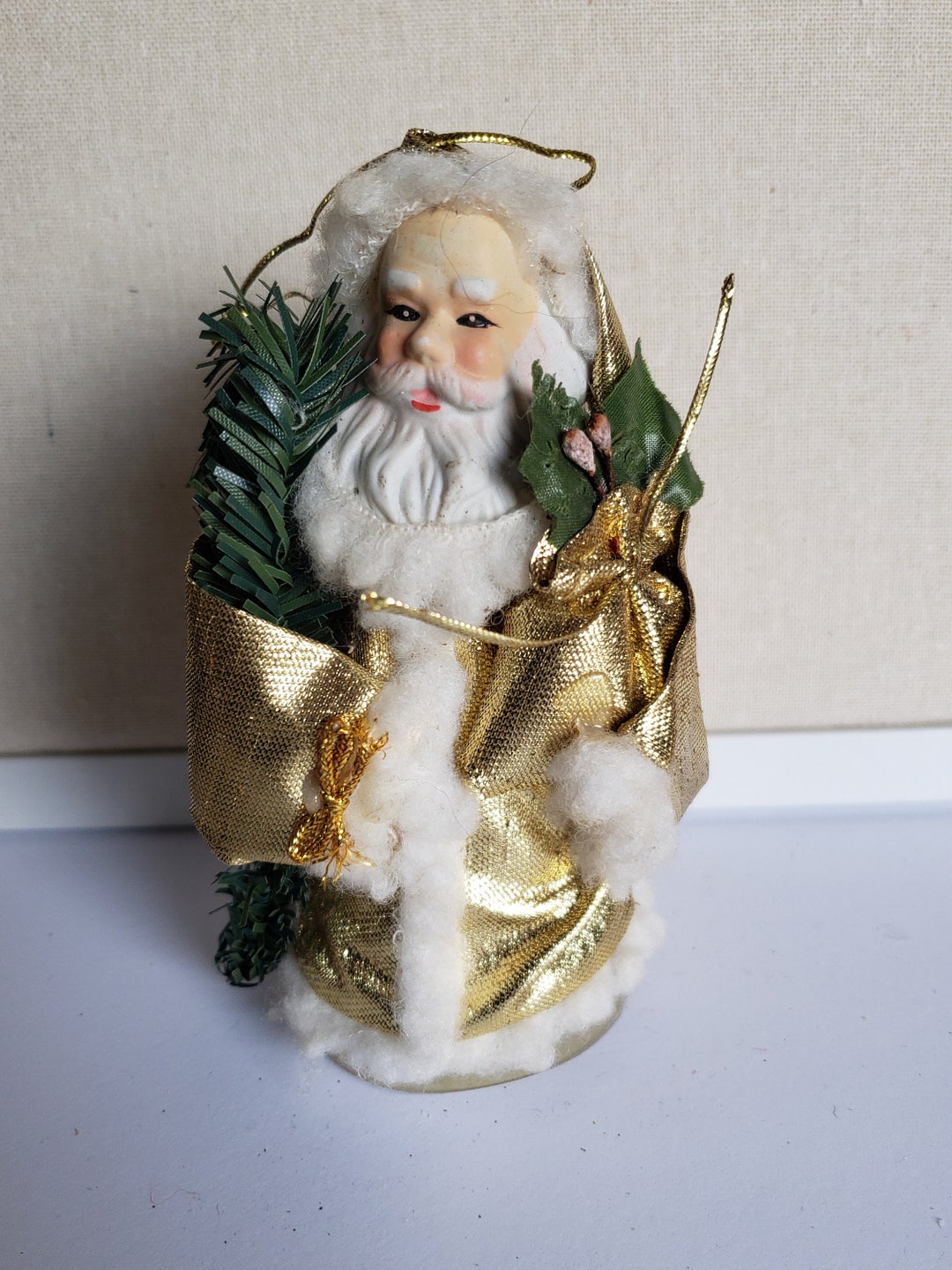 Gold St. Nick Miniature Tree Topper, Santa Claus Display - Etsy
