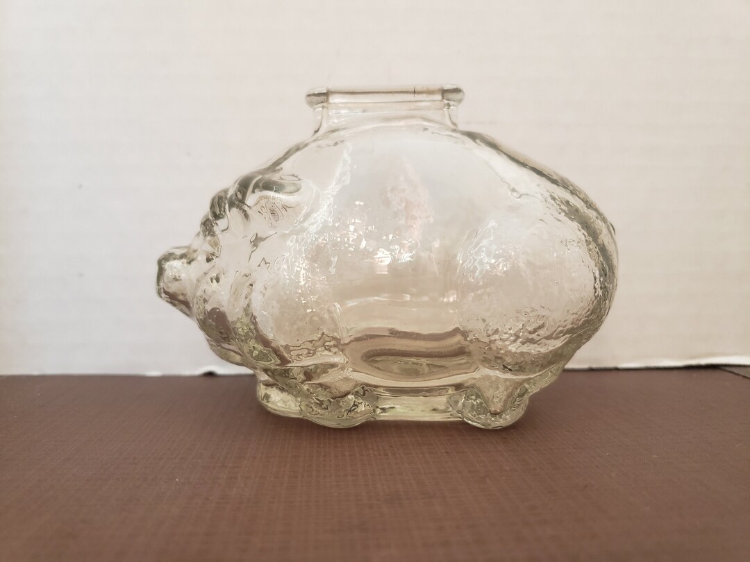 Vintage Pig, Clear Glass Carnival Glass Small Coin Piggy Bank, Anchor ...
