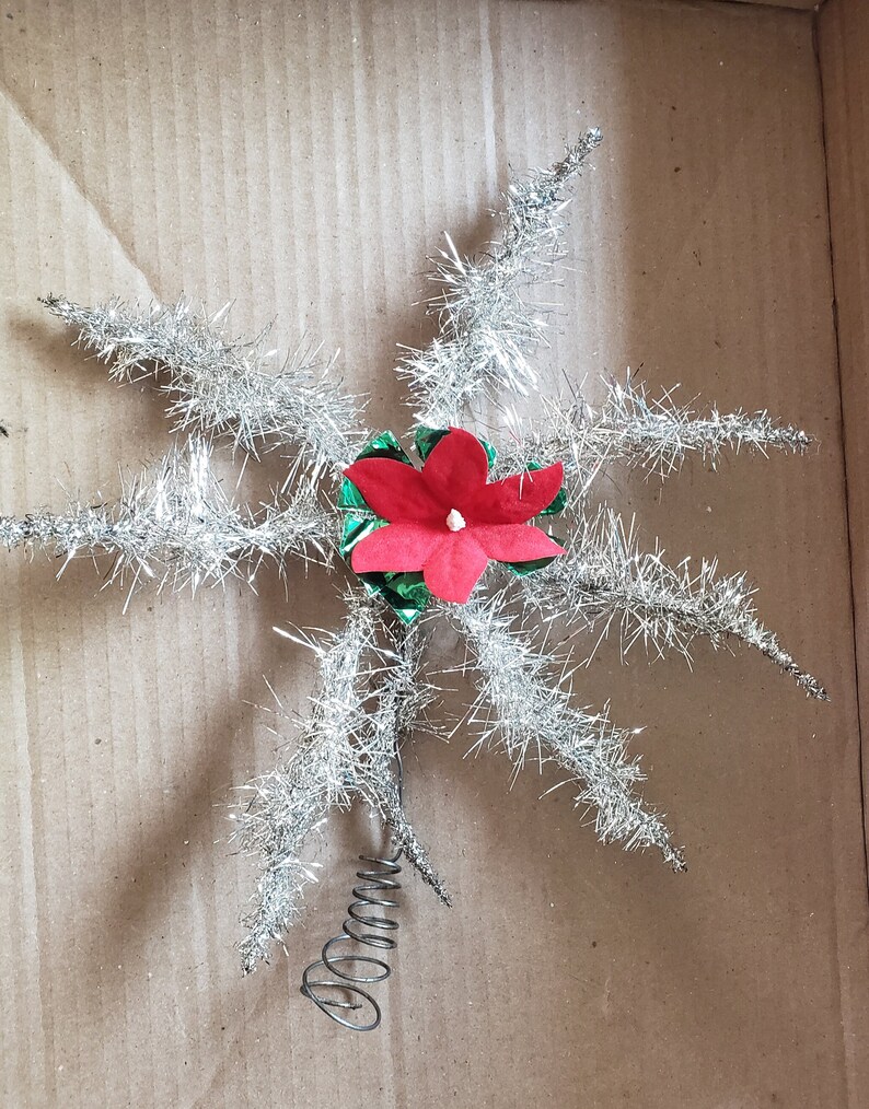 1920s Antique German Silver Tinsel Star Christmas Tree Topper ...