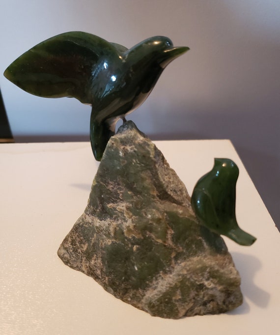 Flying Seagull Birds GENUINE NEPHRITE JADE Sculpture Raw | Etsy