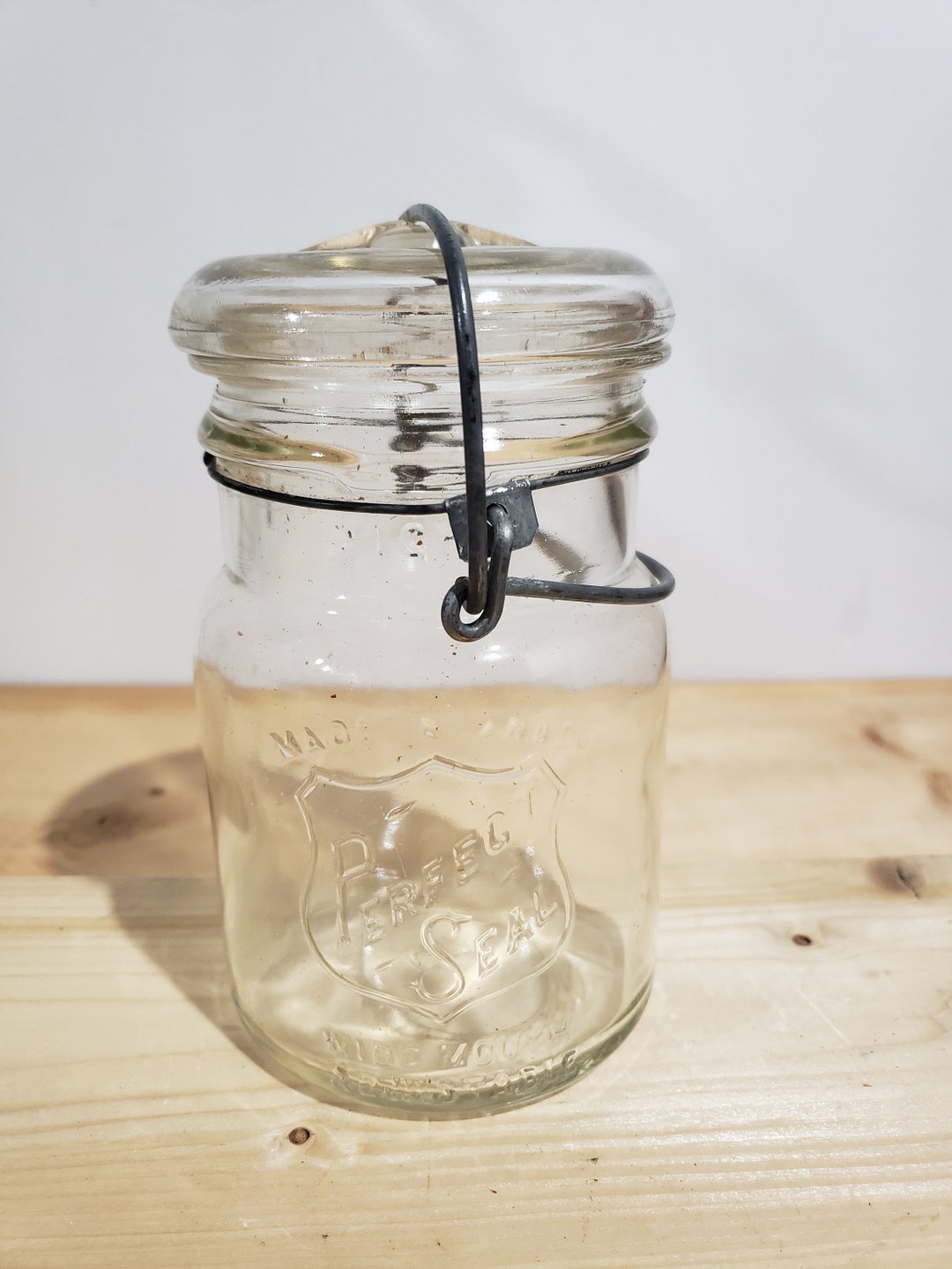 Clear Per-fect Seal Canning Jar With Glass Lid and Bail Closure, Wide ...