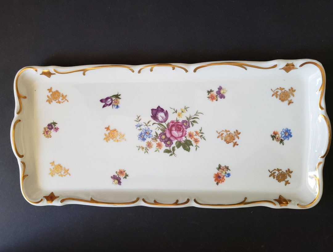 German Democratic Vanity Tray Dresser Tray Floral Vintage - Etsy