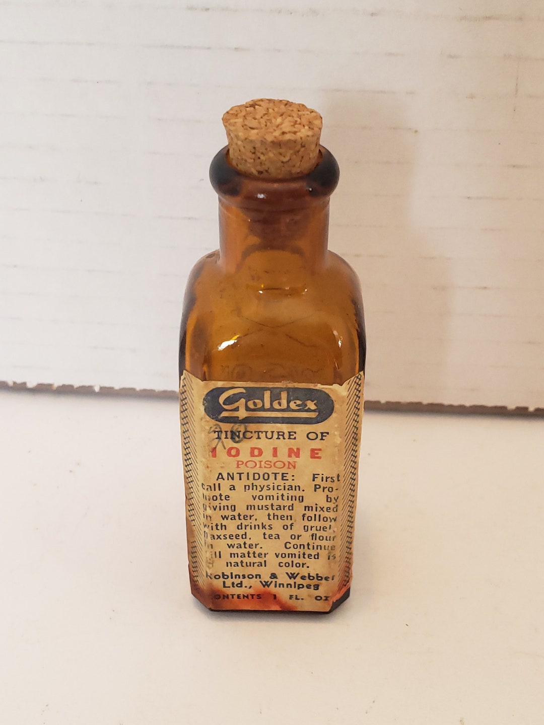 Goldex Tincture of Iodine POISON Amber Medicinal Bottle, Skull and ...