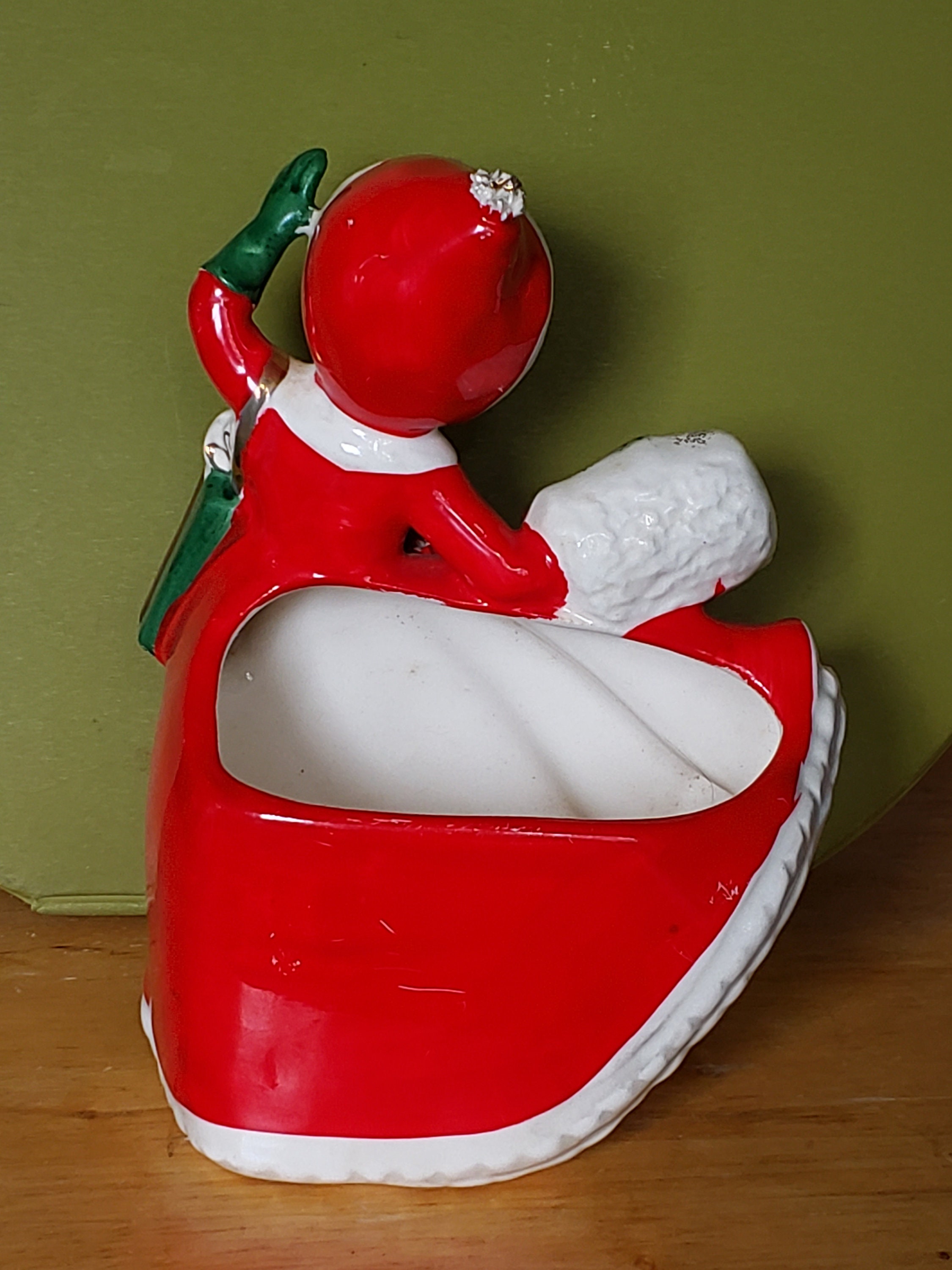 RELPO Christmas Ceramic Shopper Girl Planter Figurine, Christmas Girl ...