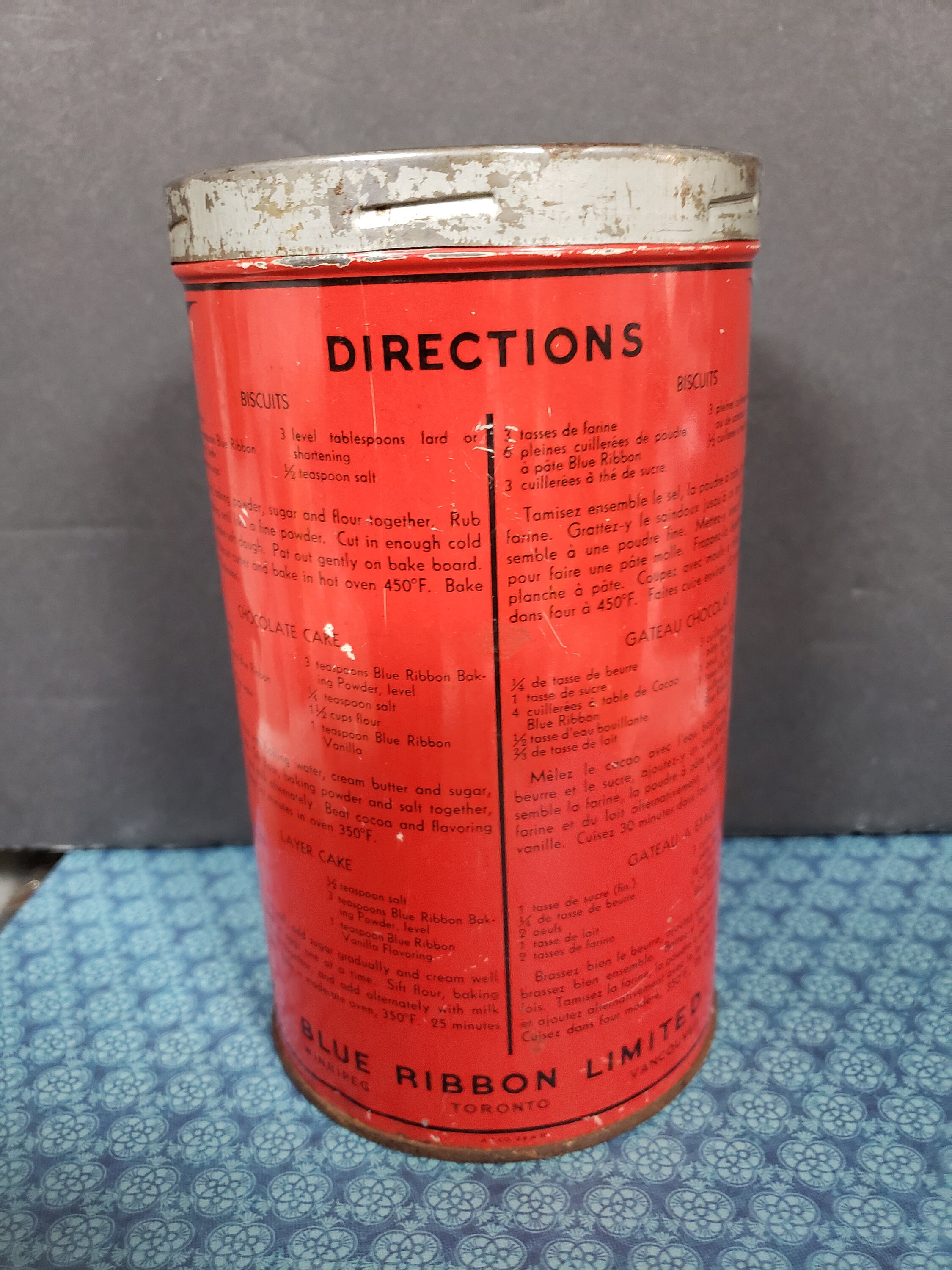 Blue Ribbon Baking Powder Collector Tin / LARGE 3lbs Baking - Etsy