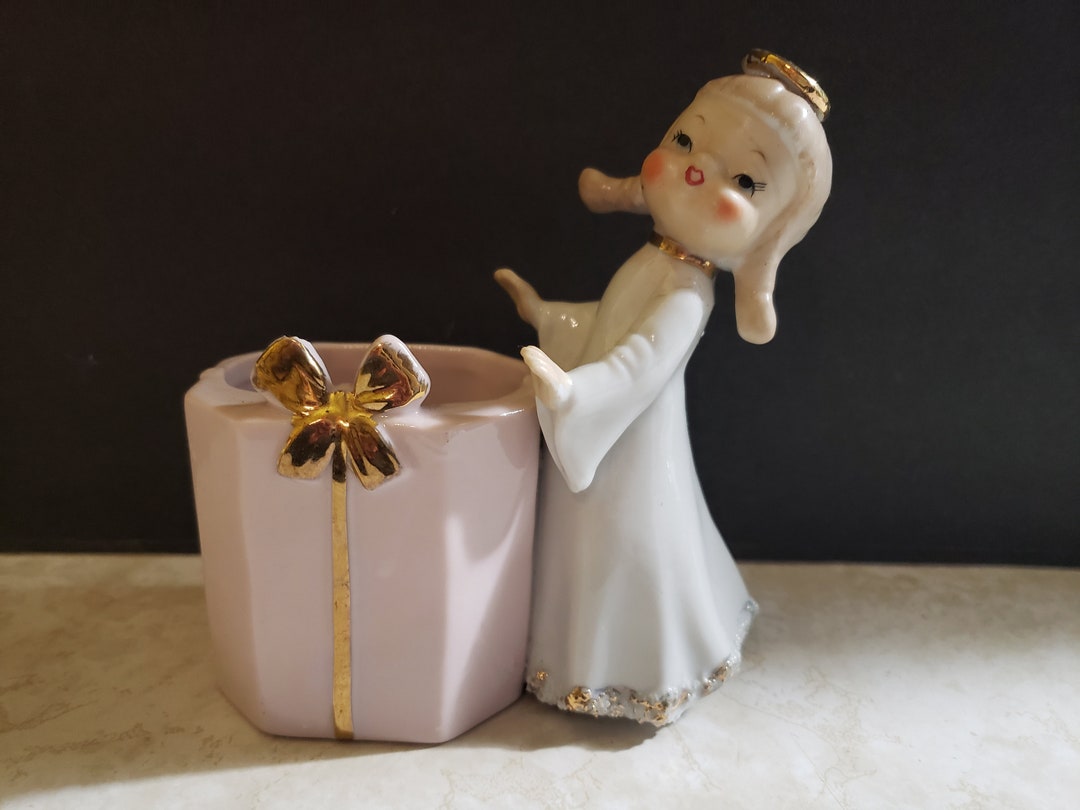 Shafford 4187 Hand Decorated Porcelain Angel Planter, Candy Cane Holder ...
