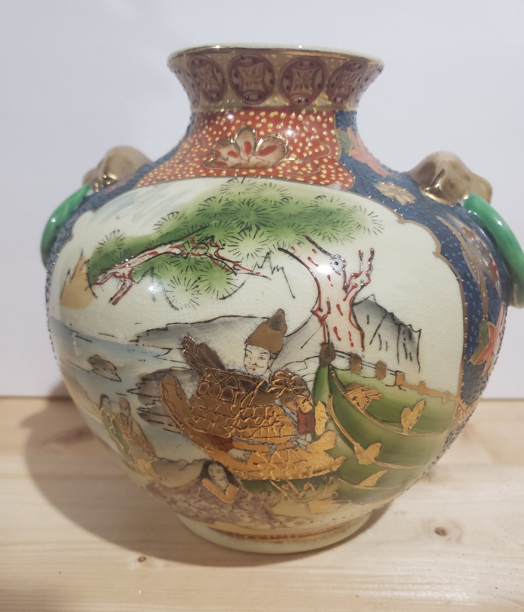 Satsuma Style Vase, Japanese Vase, Hand Painted Vase, Warrior Vases - Etsy