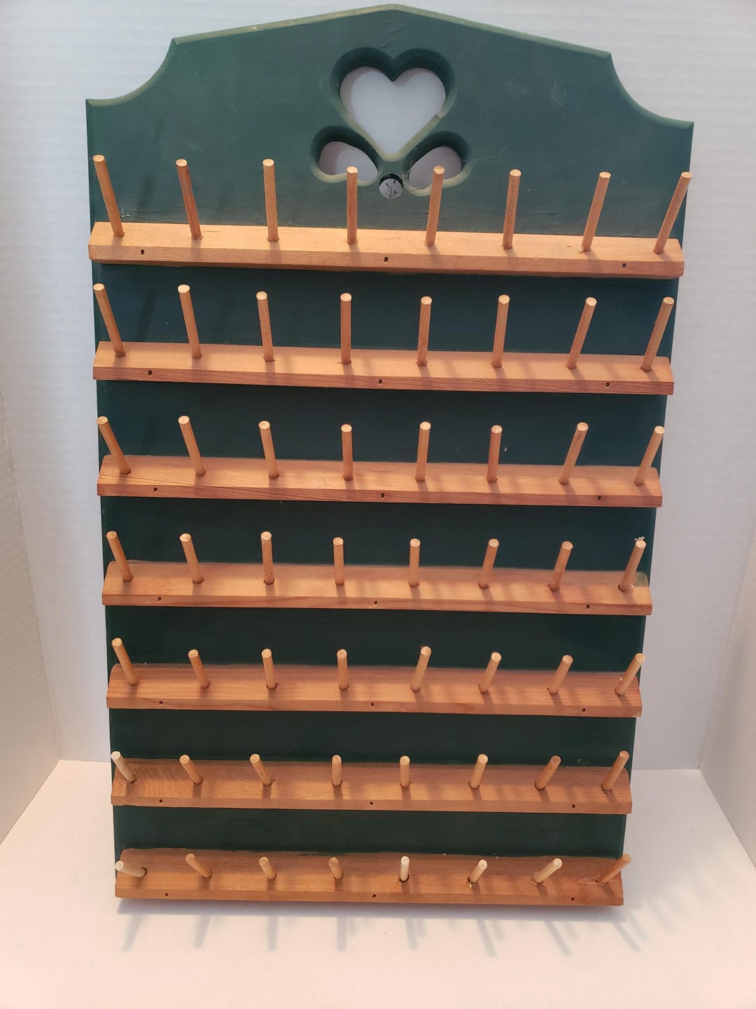 Vintage Wood Sewing Thread Holder, Wooden Heart Design Thread Holder - Etsy