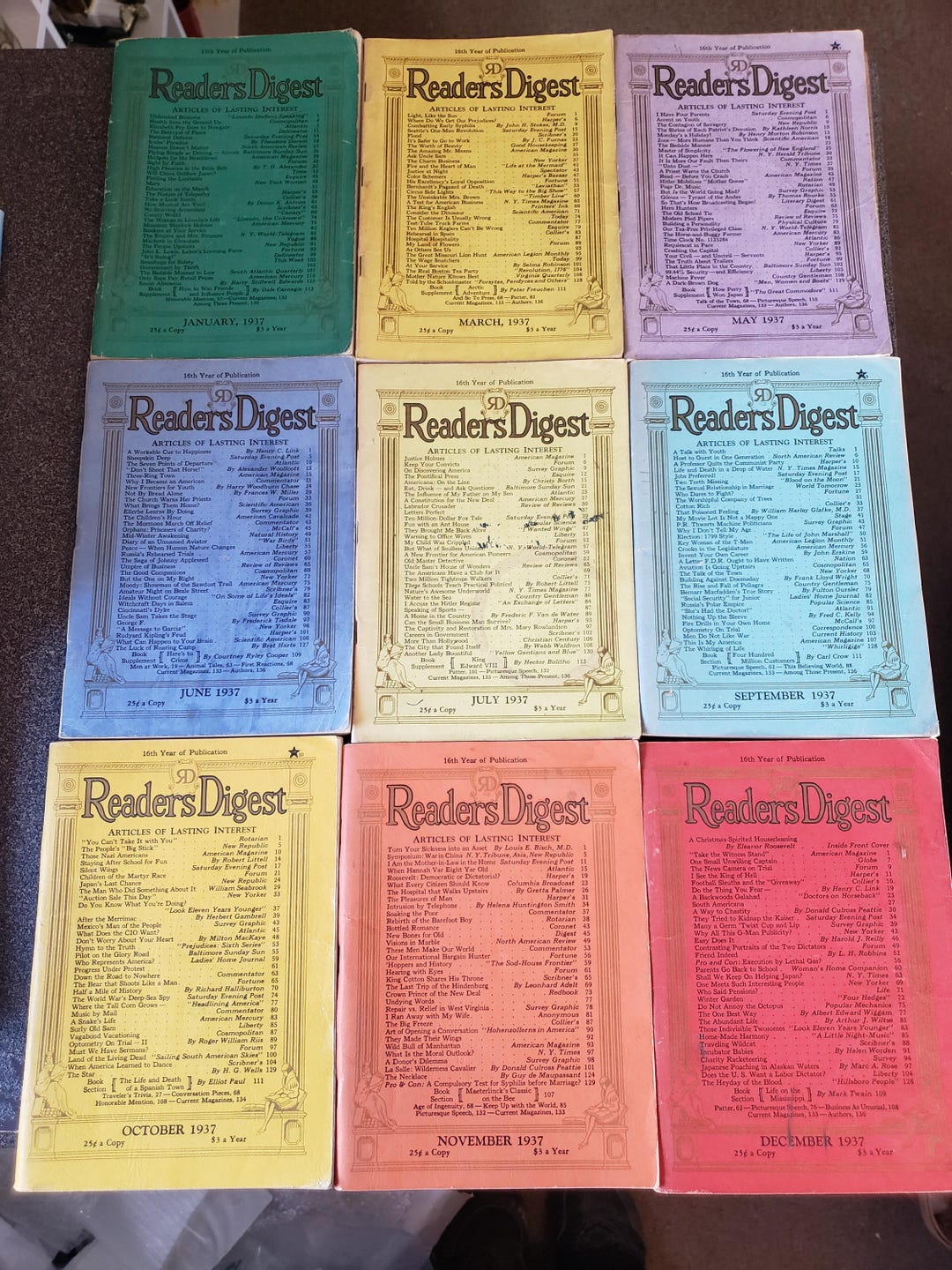 Lot of 1937 Readers Digest Books, Set of 9 Out of the 12 Months - Etsy