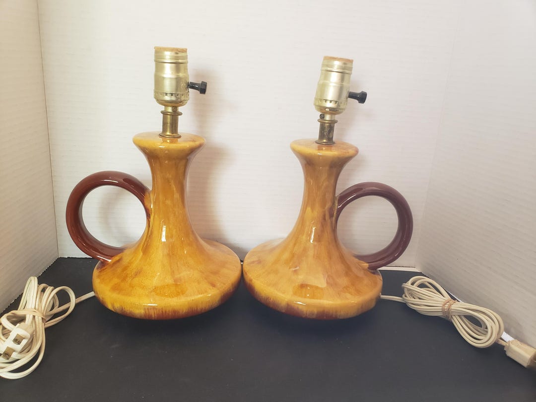 Rare PAIR of Blue Mountain Pottery Harvest Gold Lamps / BMP Canada ...