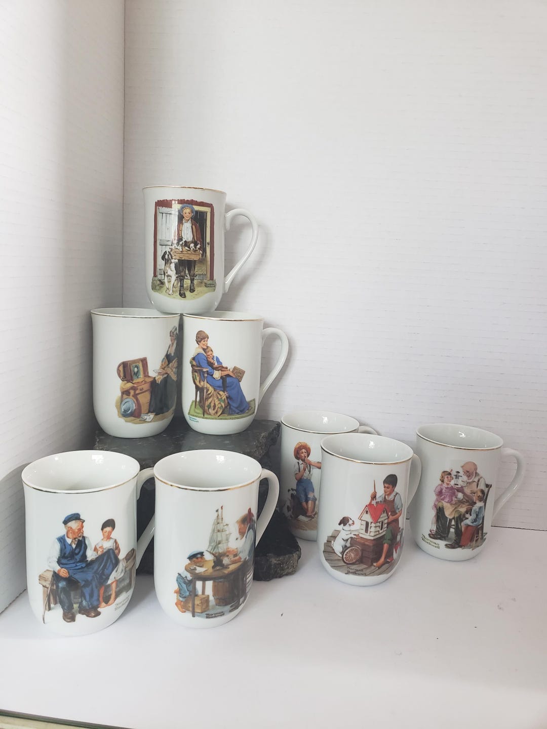 Norman Rockwell, Set of 8 Coffee Mugs, Collector Mugs, 1980's Display ...