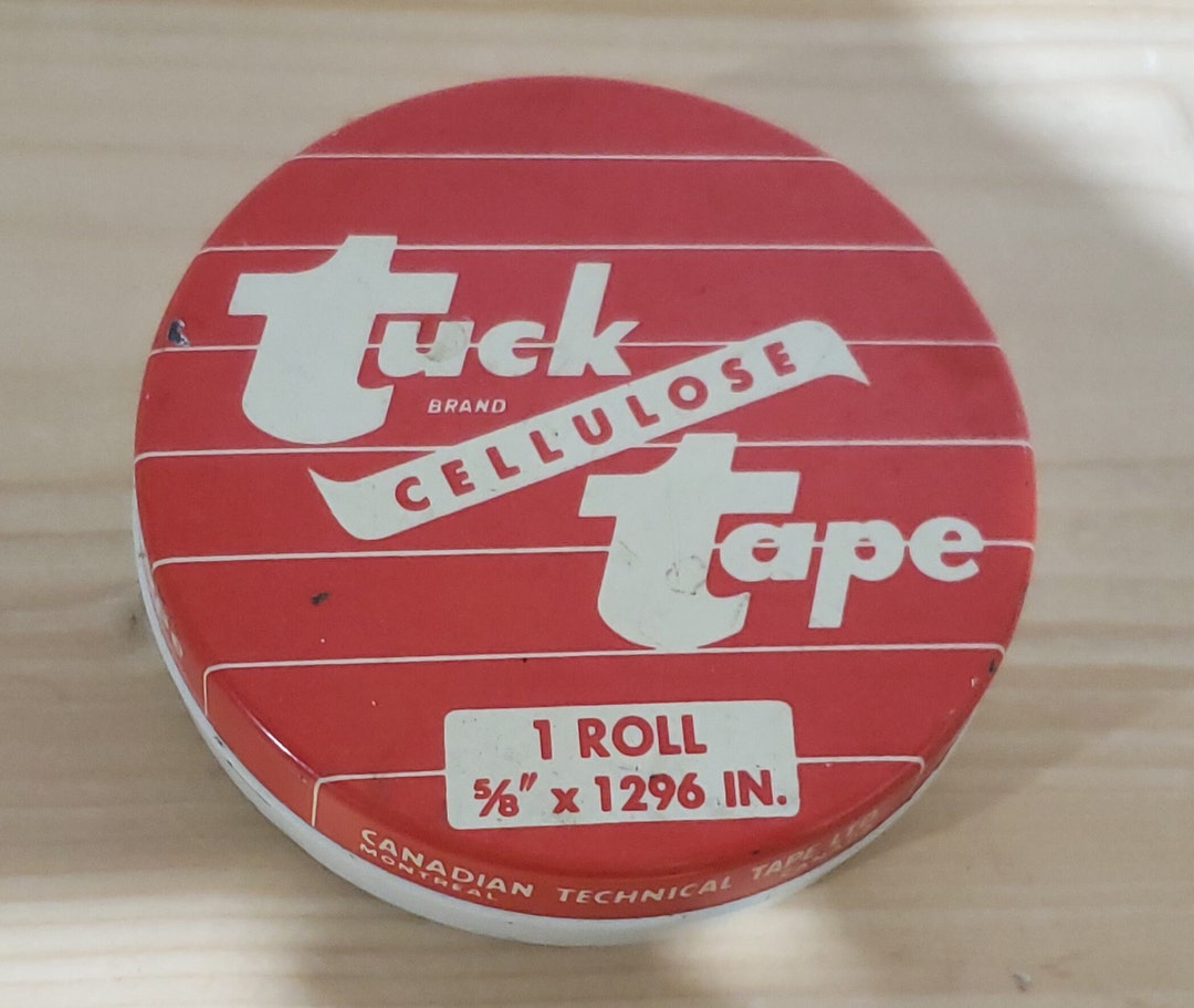 Vintage Advertising Tuck Cellophane Tape Metal Tin, Red White Tuck Tape ...
