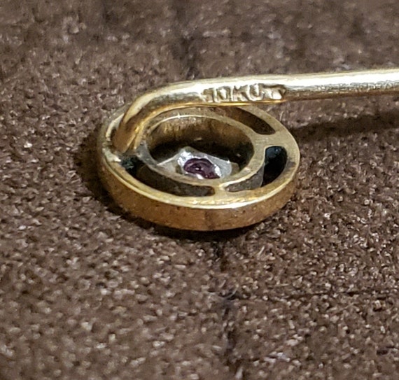 10K Gold Marcasite Synthetic RUBY Straight Lapel Pin,… - Gem