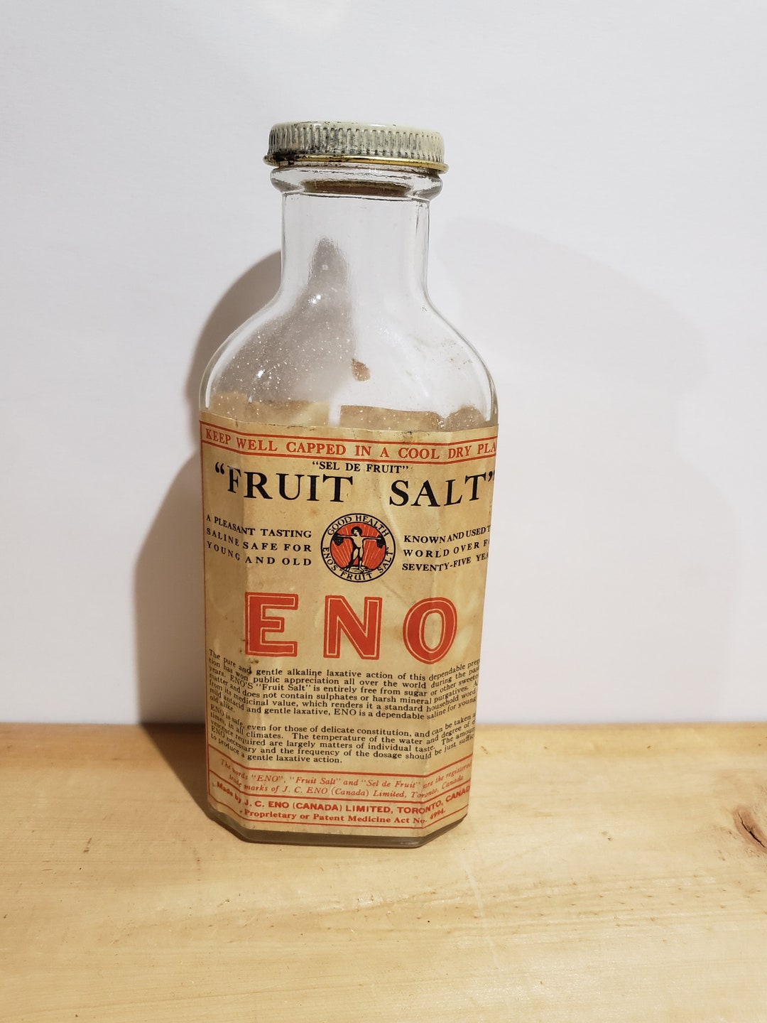 J.C. ENO ~ Apothecary ENO Fruit Salts Bottle, Antique Paper Label ...
